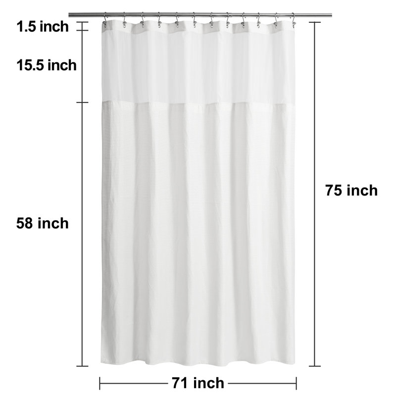 Latitude Run® Waffle Weave Shower Curtain With Snap In Liner 12 Hooks